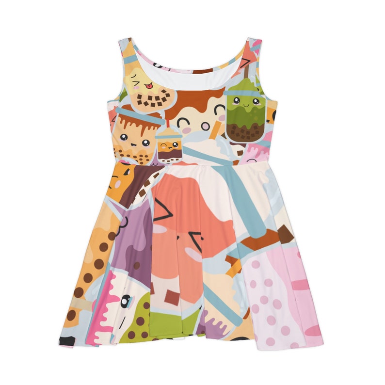 Kawaii Bubble Tea Women's Skater Dress Chibi Boba Tea Dress Gift for ...