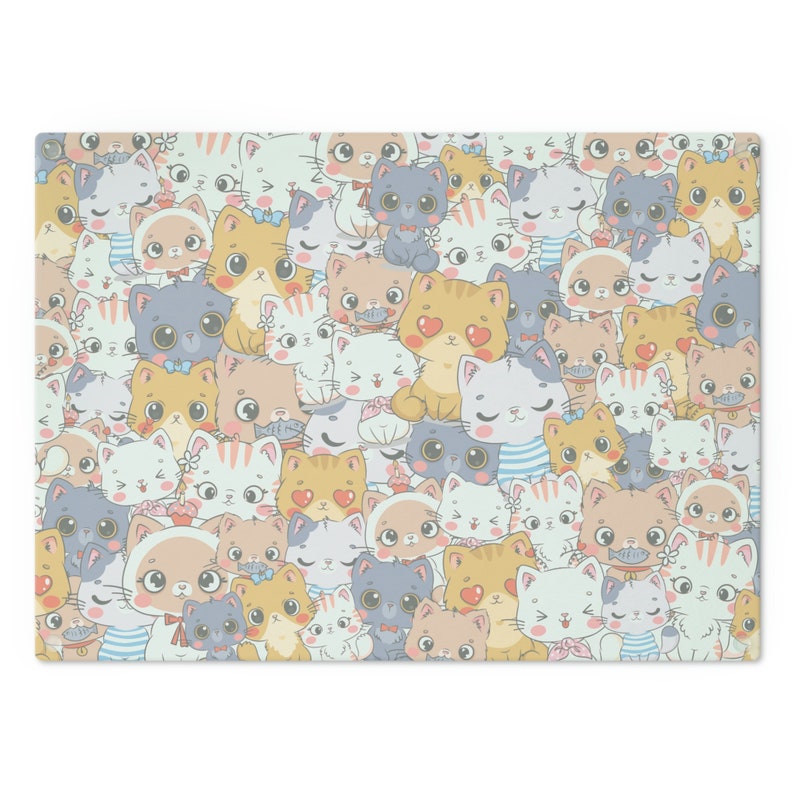 Kawaii Cats Cutting Board Chibi Kitchen Gift for Anime Fan - Etsy