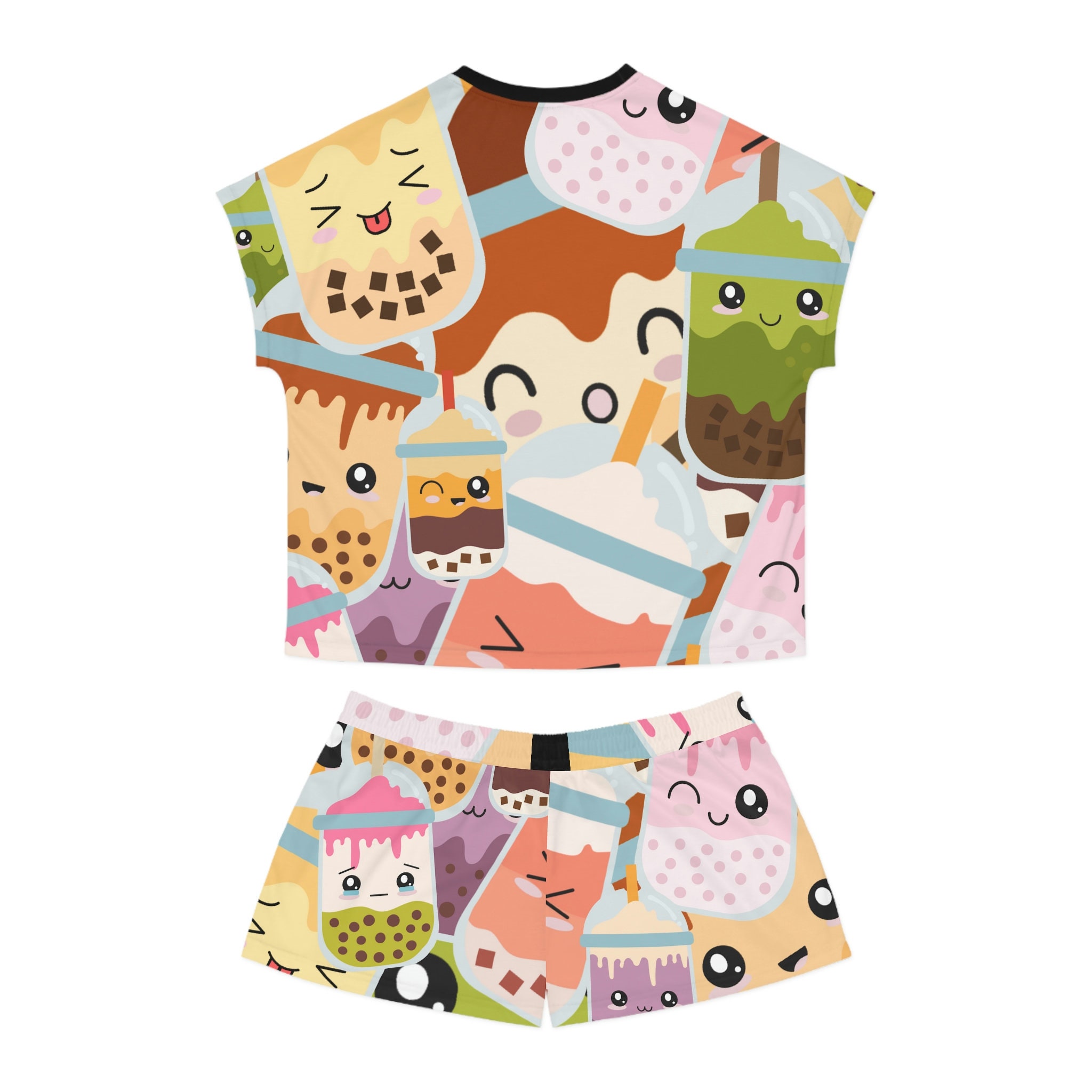 Kawaii Bubble Tea Women's Short Pajama Set Gift for Young Adult Chibi ...