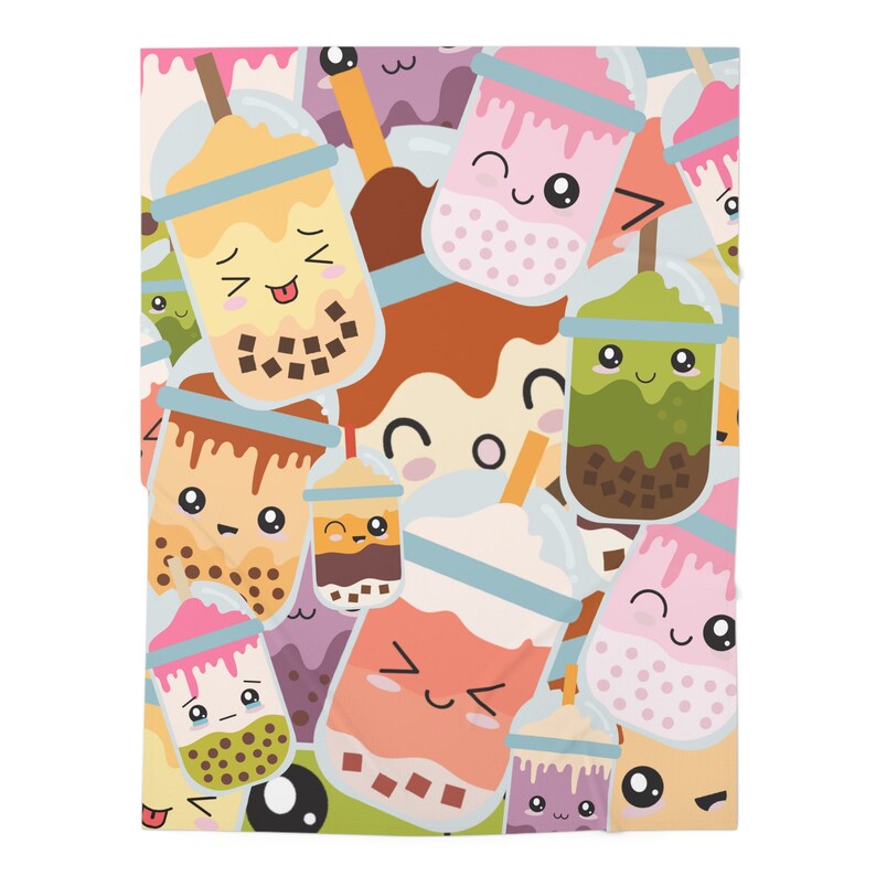 Kawaii Bubble Tea Baby Swaddle Blanket Chibi Boba Tea Blanket Kawaii ...