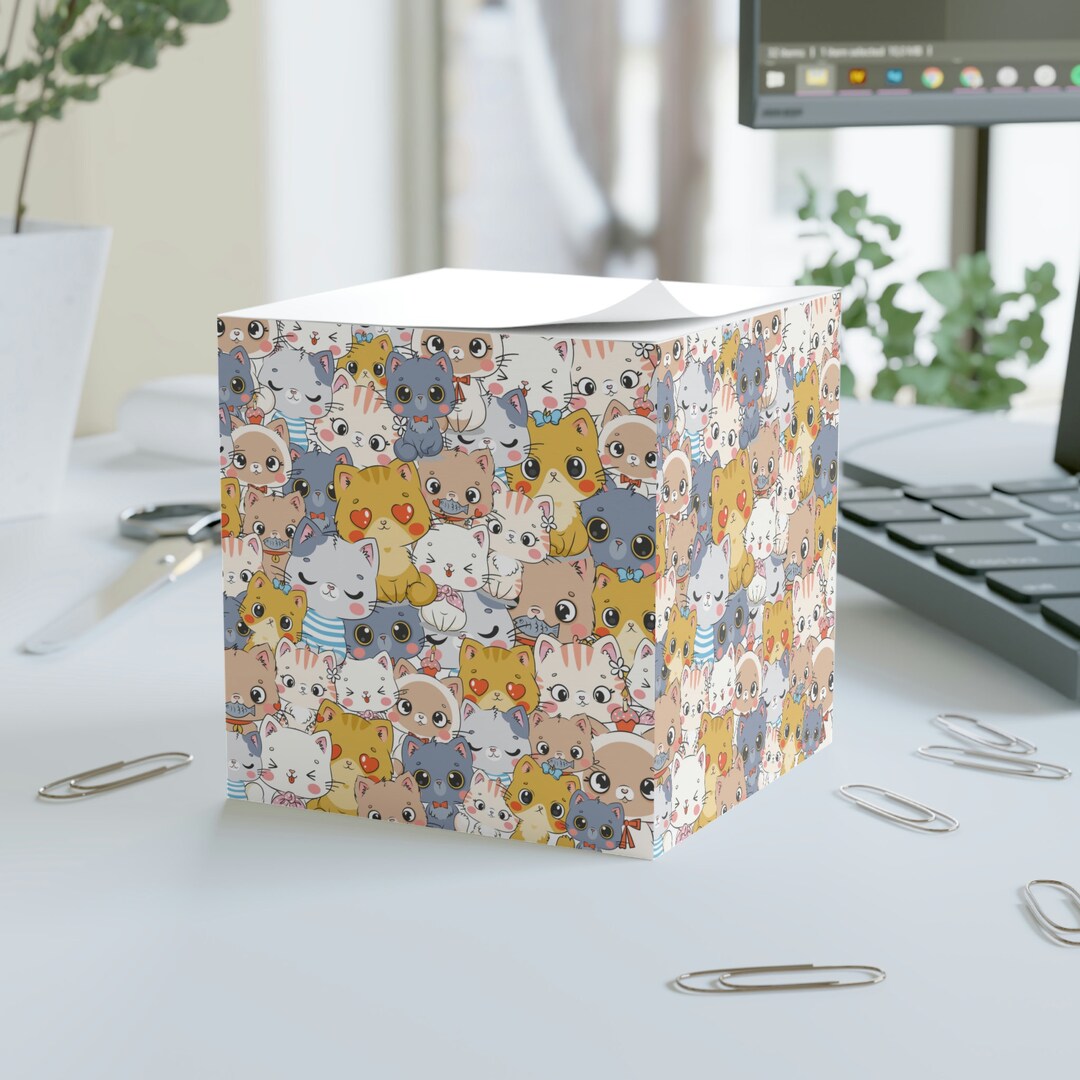 Kawaii Cats Note Cube Chibi Cats Notes Kawaii Stickies Gift for Anime ...