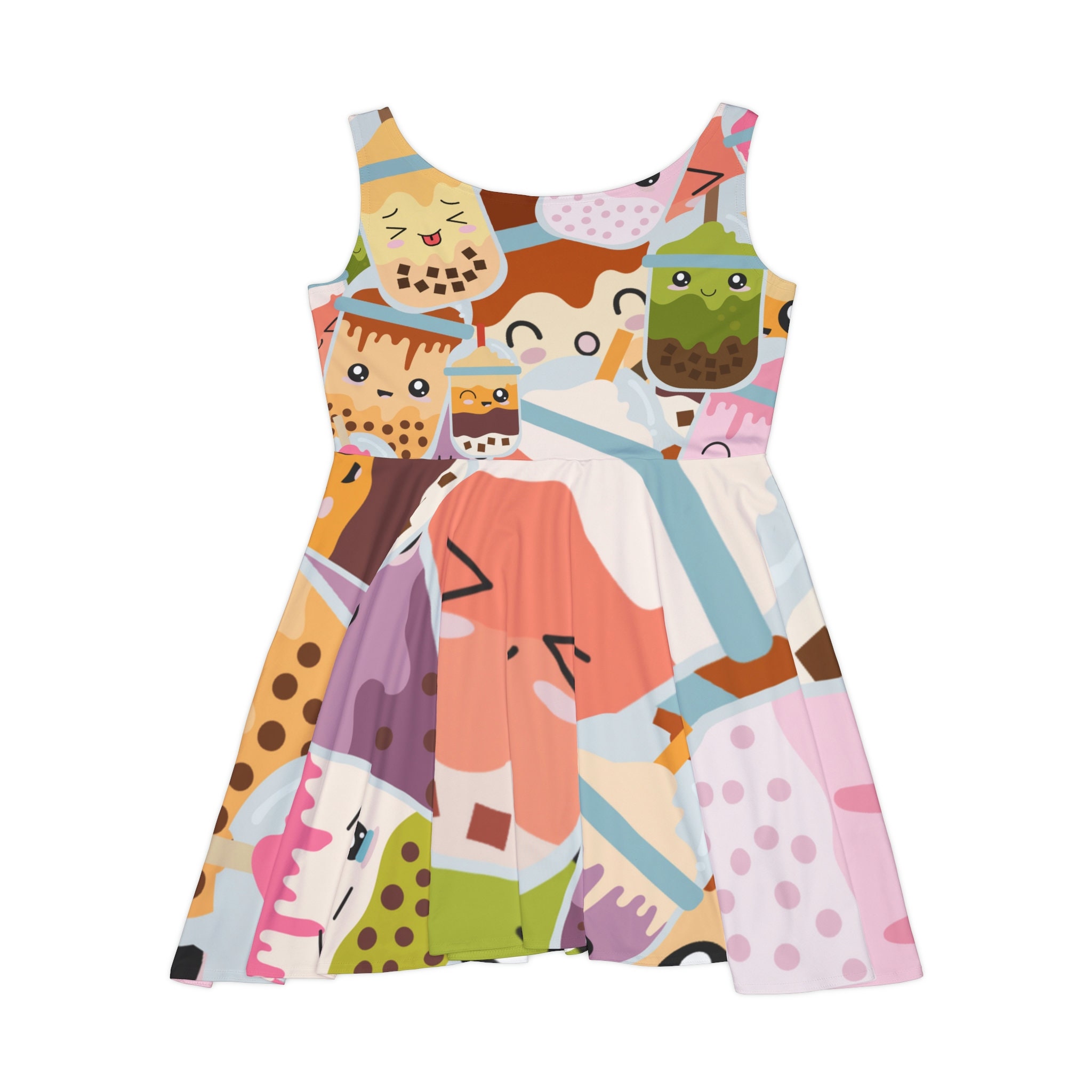 Kawaii Bubble Tea Women's Skater Dress Chibi Boba Tea Dress Gift for ...