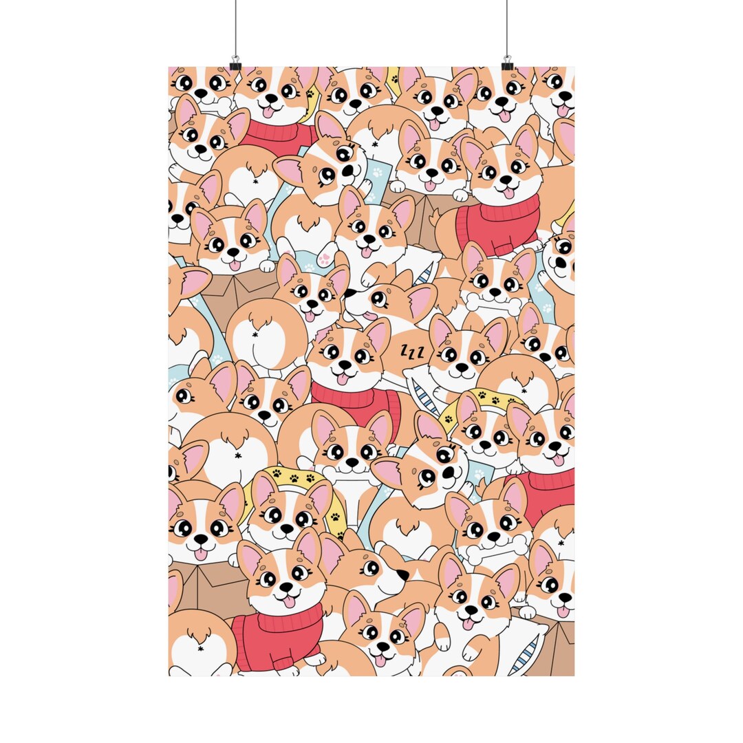Kawaii Corgis Premium Matte Vertical Posters Chibi Corgis Poster Gift ...