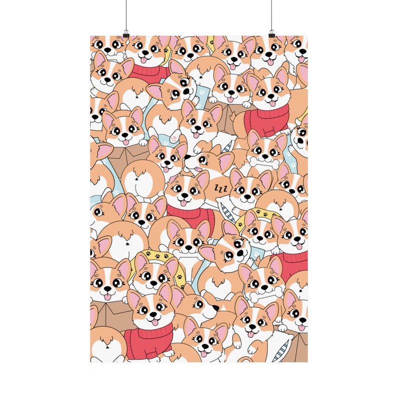 Kawaii Corgis Premium Matte Vertical Posters Chibi Corgis Poster Gift ...