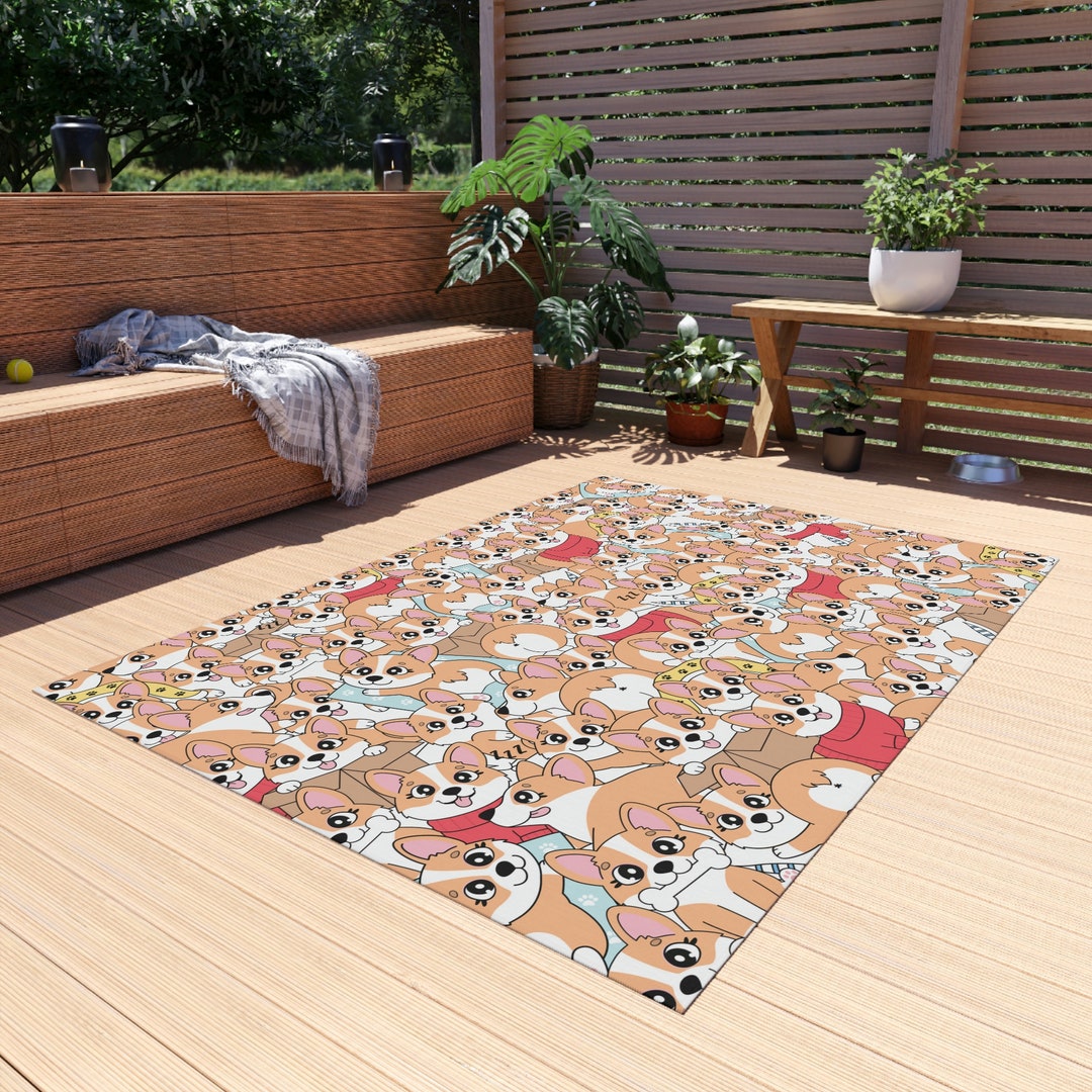 Kawaii Corgis Outdoor Rug Chibi Area Rug Dorm Decor Gift for Young ...