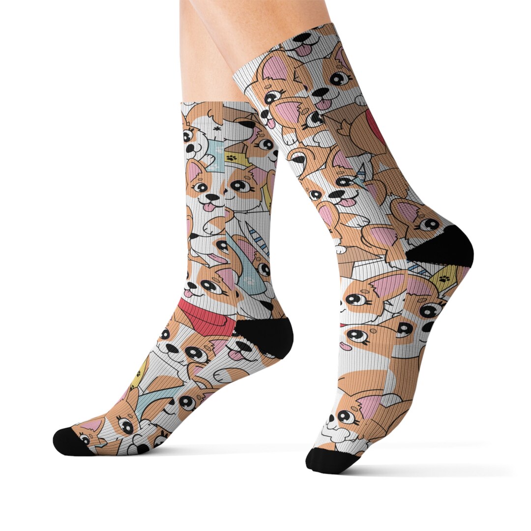 Kawaii Corgis Socks Chibi Gift Idea Cute Corgis Aesthetic Socks Gift ...
