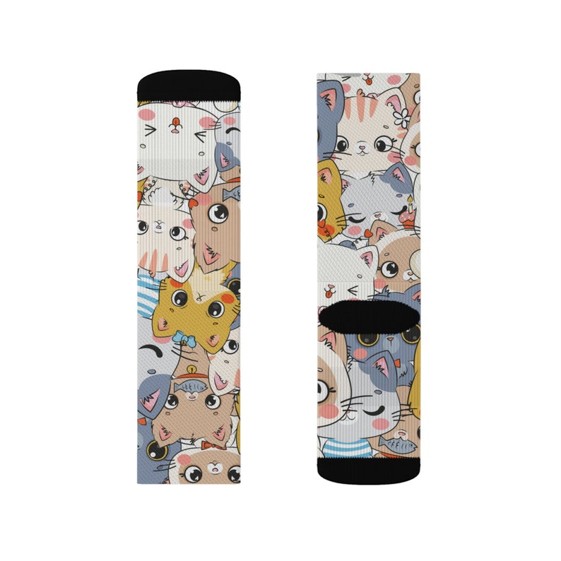 Kawaii Cats Socks Chibi Gift Idea Cute Cats Aesthetic Socks Gift for ...
