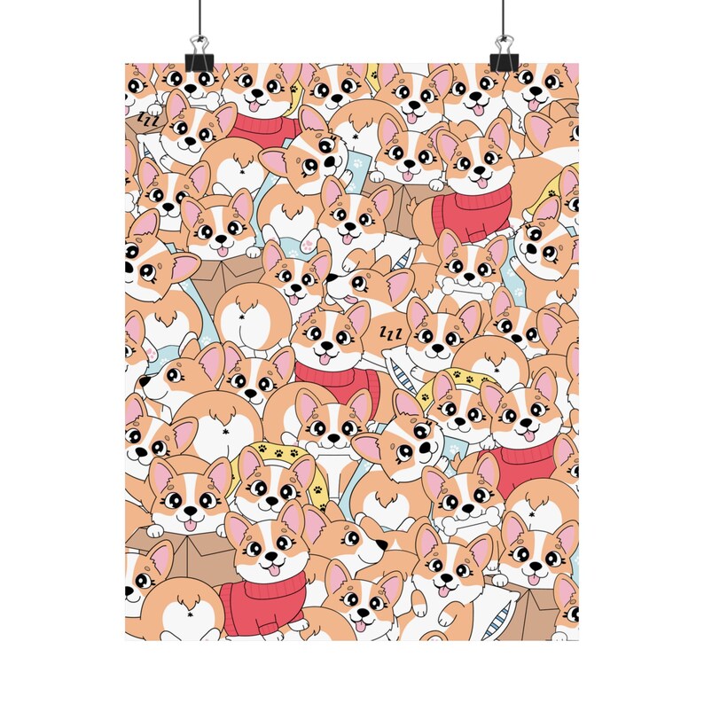 Kawaii Corgis Premium Matte Vertical Posters Chibi Corgis Poster Gift ...