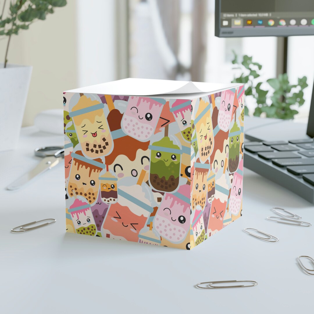 Kawaii Bubble Tea Note Cube Chibi Boba Tea Notes Kawaii - Etsy