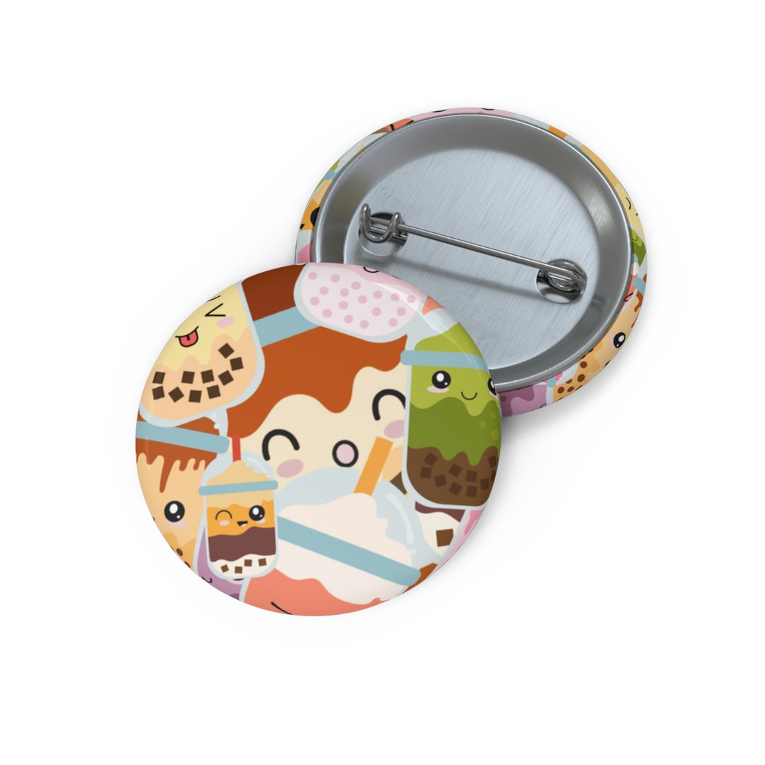 Kawaii Bubble Tea Pin Button Chibi Gift Idea Kawaii Accessories Boba ...