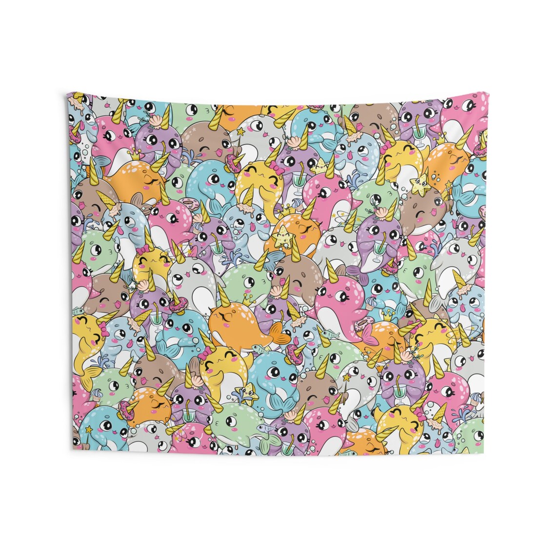 Kawaii Narwhals Indoor Wall Tapestries Kawaii Wall Art Home Decor Gift ...