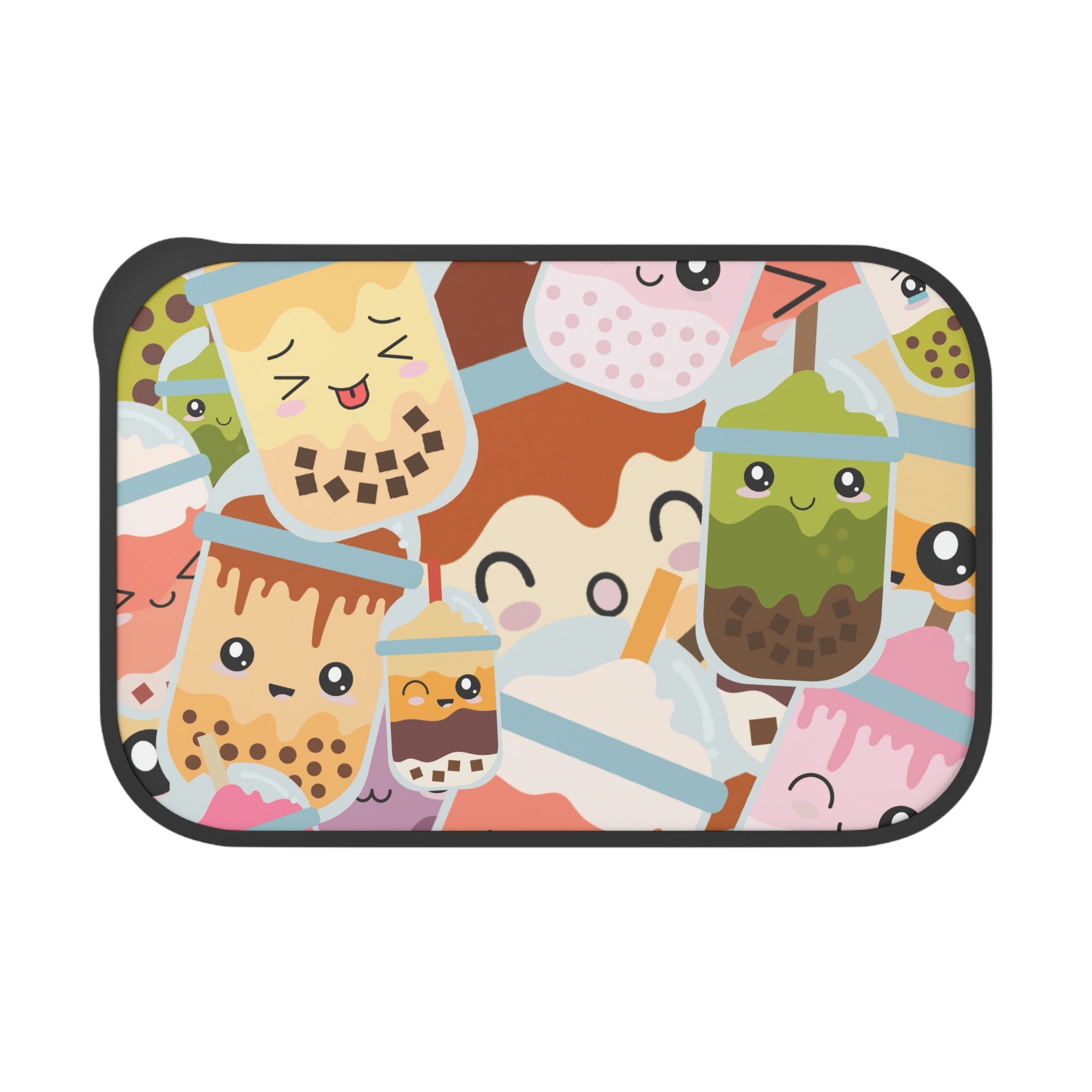 Kawaii Bubble Tea PLA Bento Box With Band and Utensils Chibi Lunch Box ...