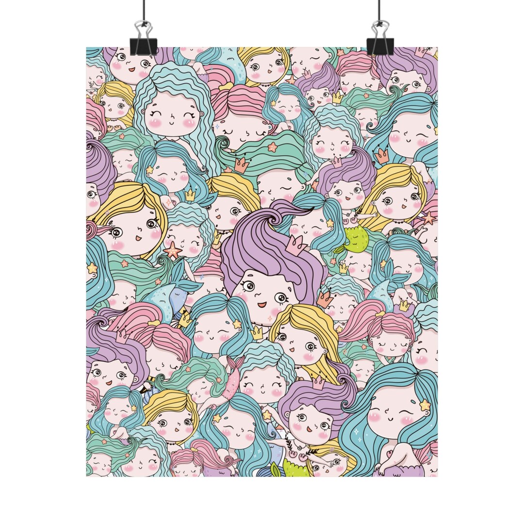Kawaii Mermaids Premium Matte Vertical Posters Chibi Mermaids Poster ...