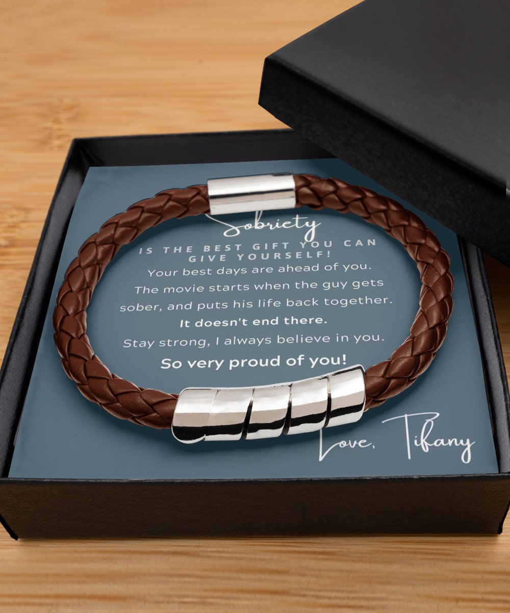 Sobriety Gift for Men, AA Recovery Bracelet, AA Gift, Unique Bracelet ...
