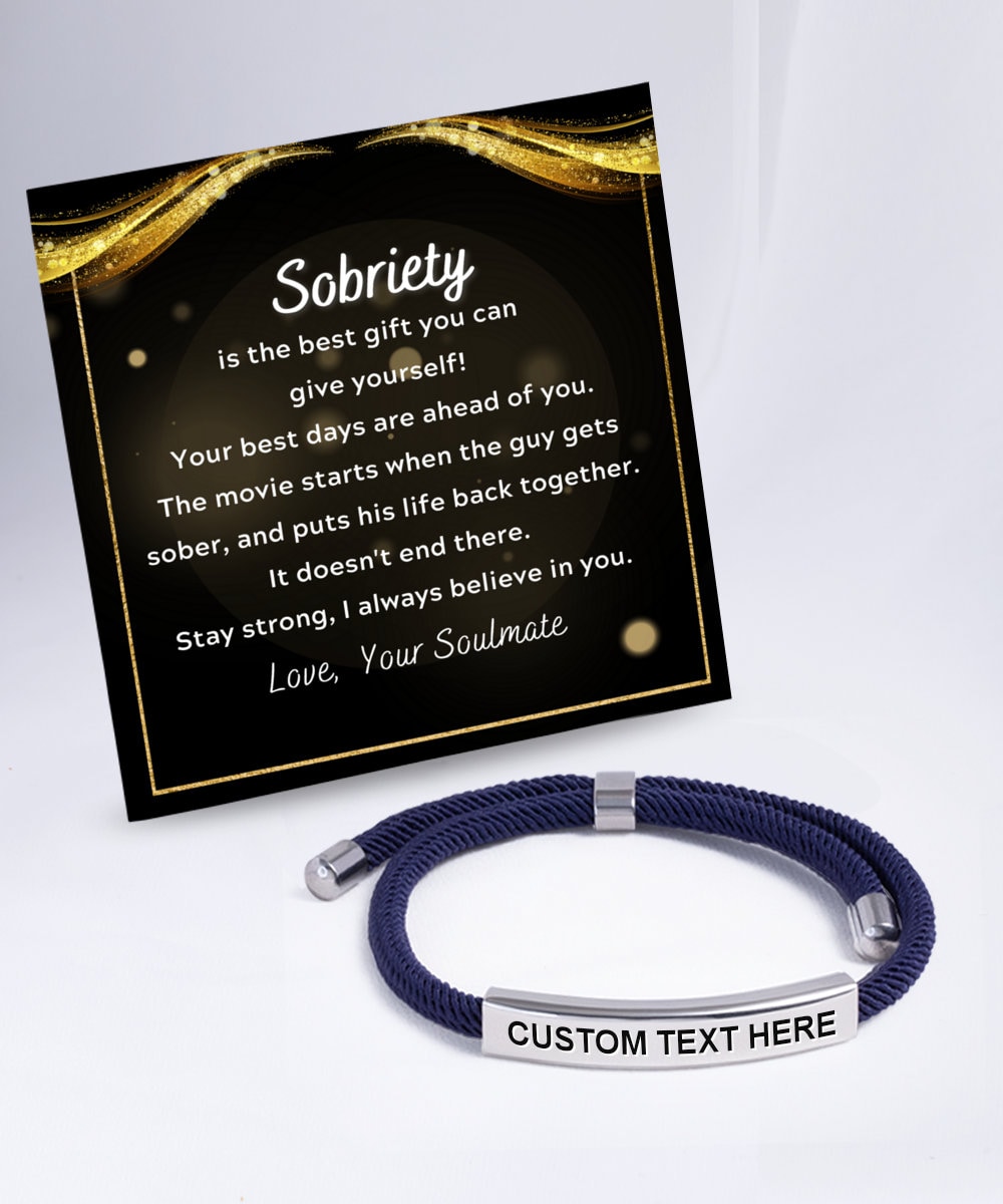 Sobriety Gift for Men, One Year Sober, AA Recovery Bracelet, AA Gifts ...
