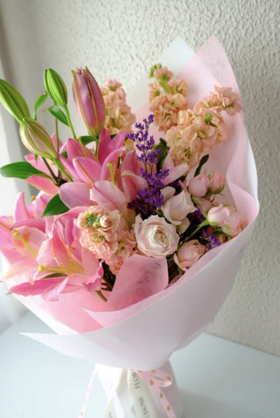 Fresh Pink Lily Bouquet, Real Flower Bouquet, Flower Bouquet Pickup ...