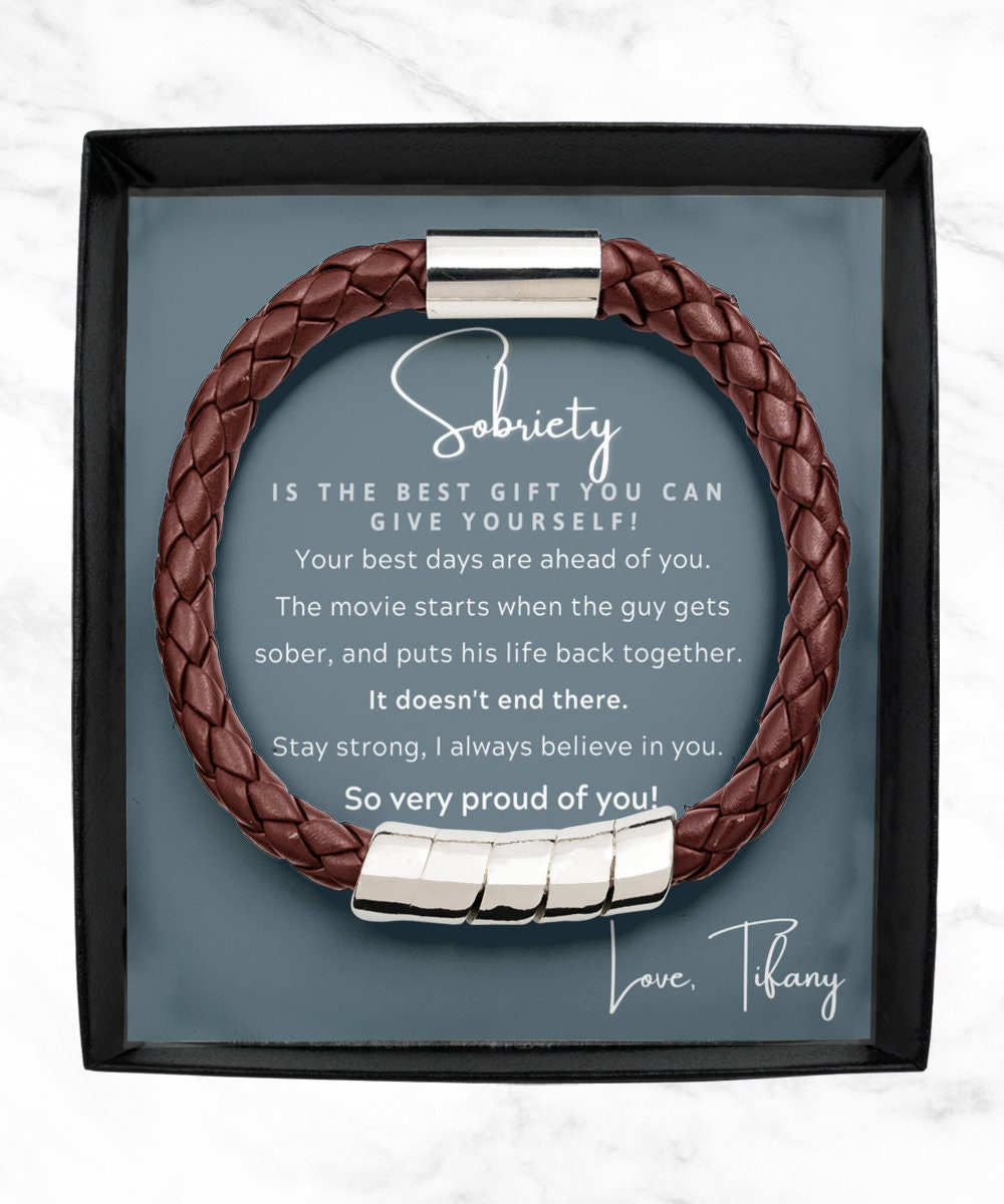 Sobriety Gift for Men, AA Recovery Bracelet, AA Gift, Unique Bracelet ...