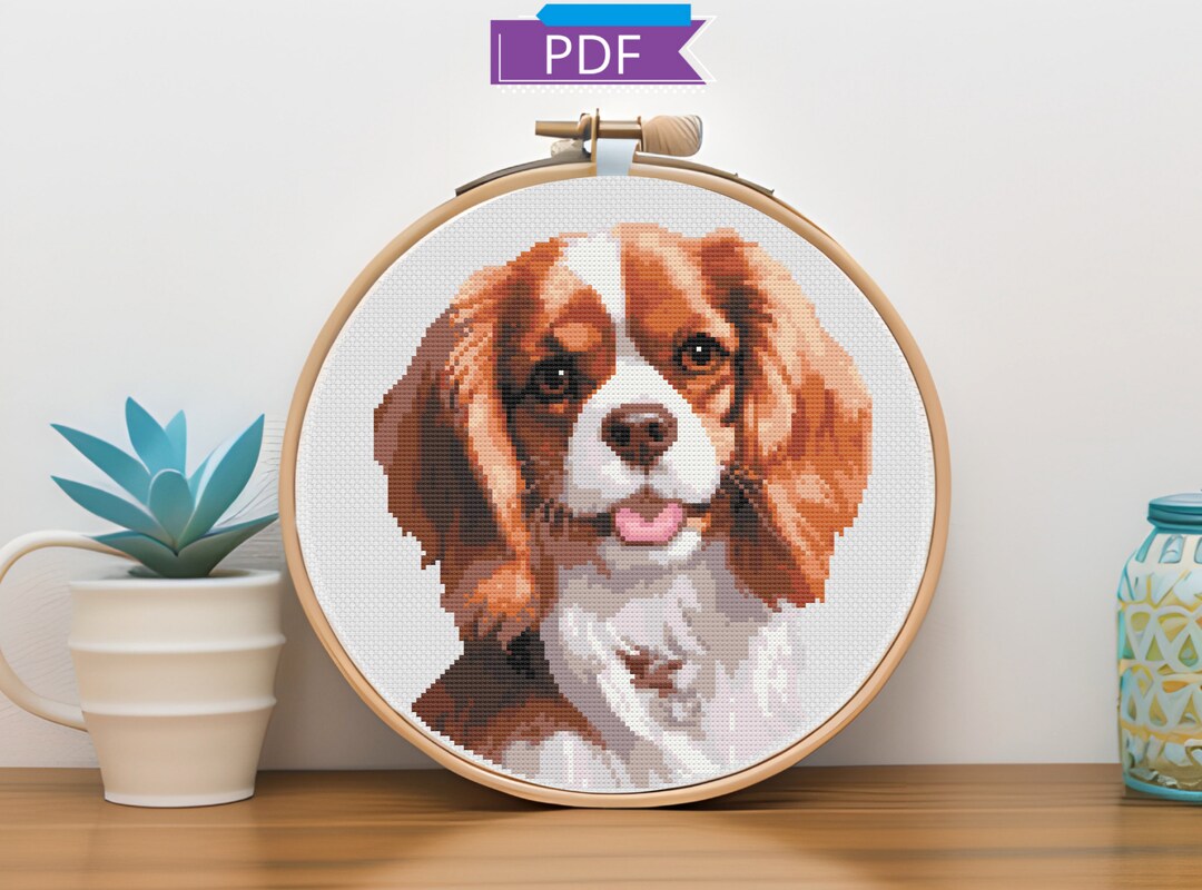 Cute King Charles Cavalier Puppy Cross Stitch Pattern | Instant ...