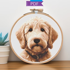 Cute Goldendoodle Cross Stitch Pattern | Instant Download PDF | Dog ...