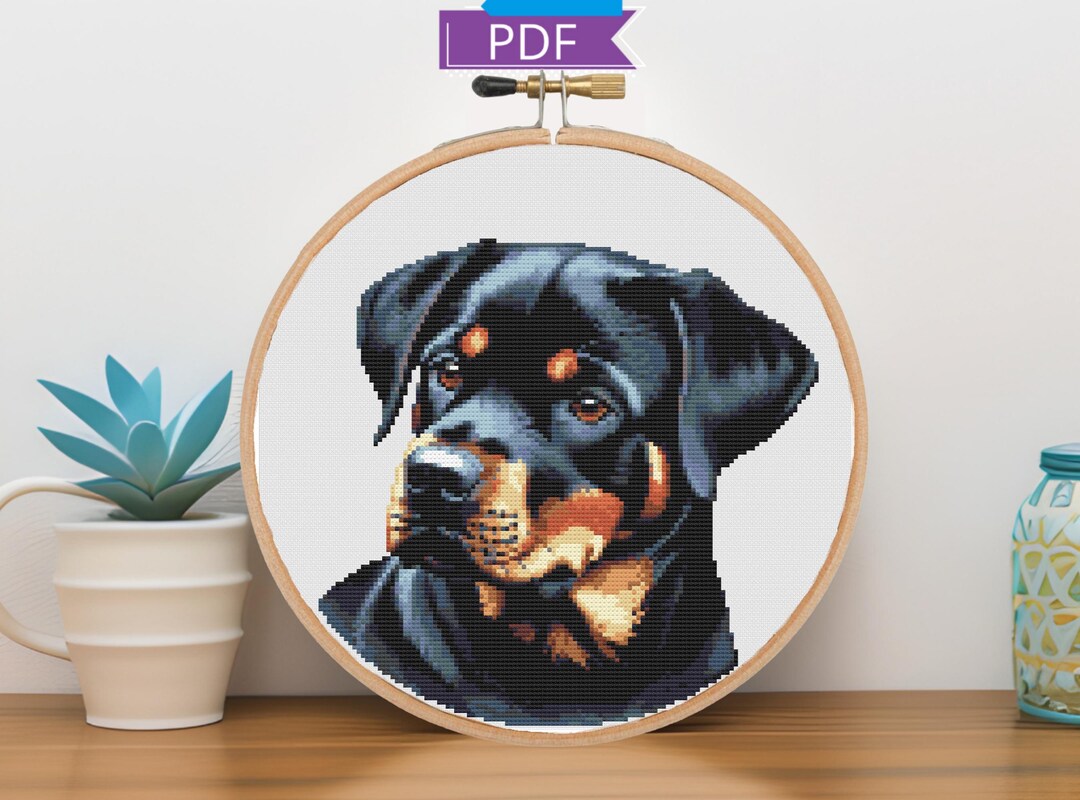 Rottweiler Dog Cross Stitch Pattern | Instant Download PDF | Dog, Pet ...