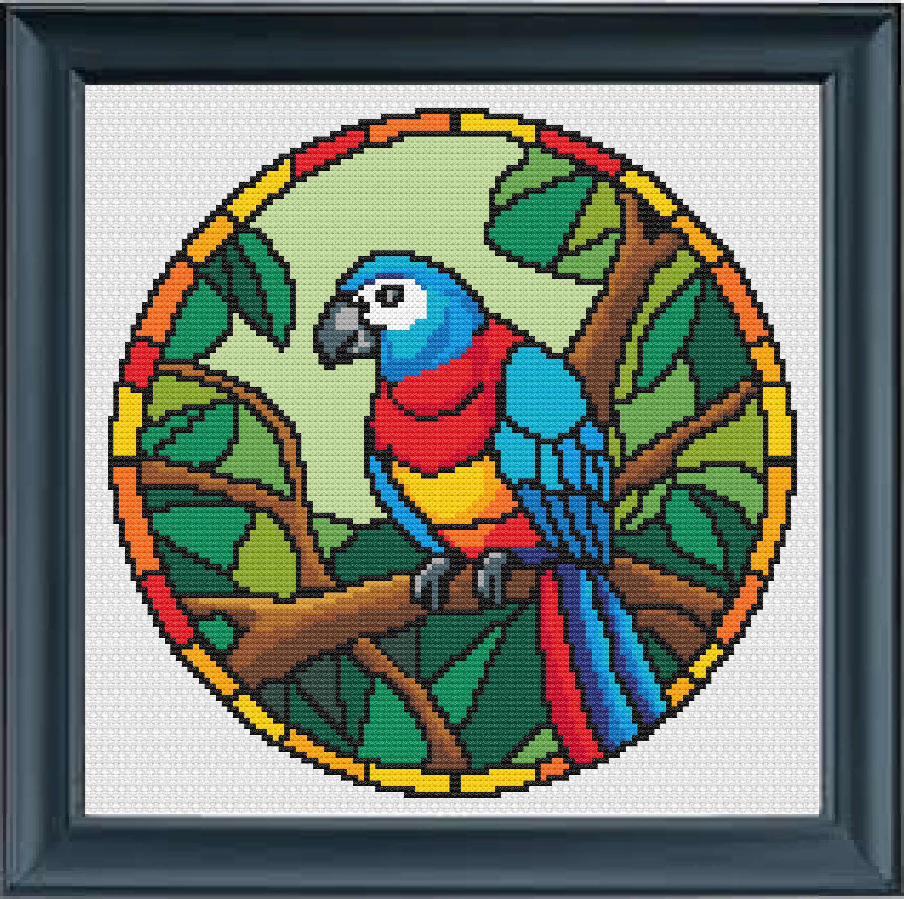 Stained Glass Parrot Cross Stitch Pattern | Instant Download PDF | Bird ...
