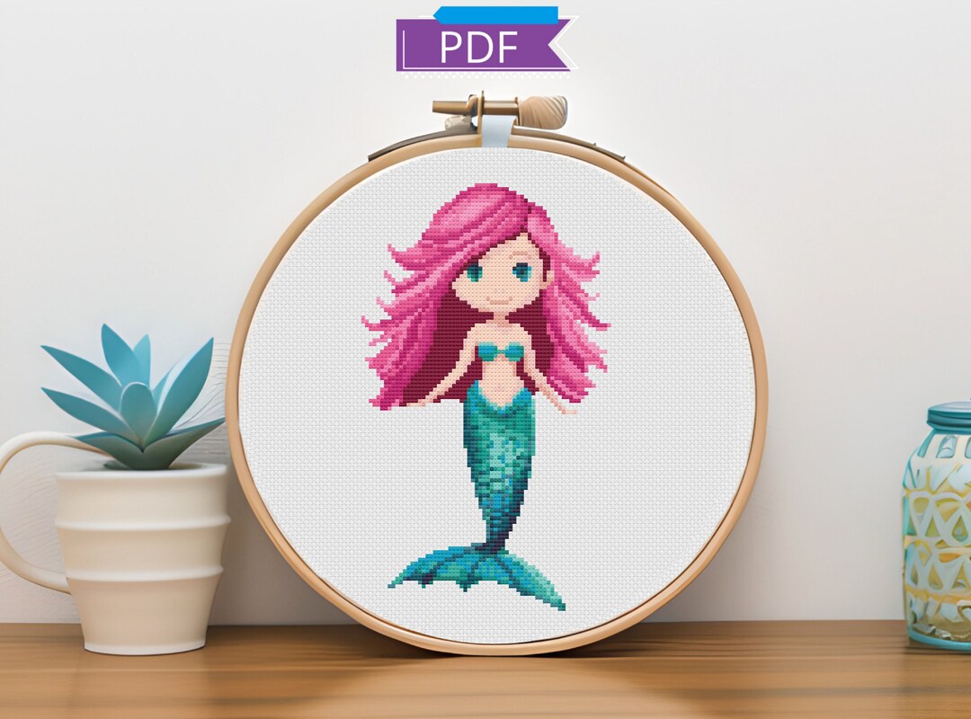 Mermaid Cross Stitch Pattern | Instant Download PDF | Whimsical Fantasy ...