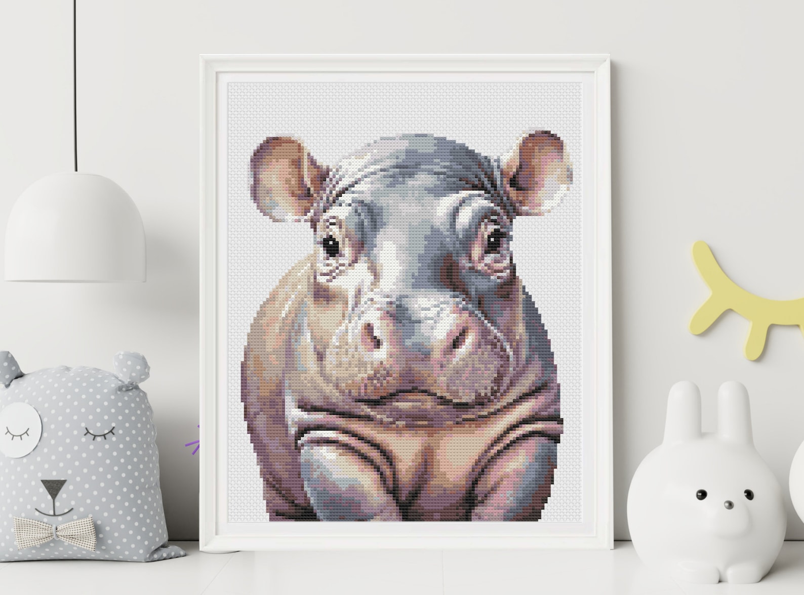 Hippo Cross Stitch Pattern: DIY Safari Nursery Decor (PDF Pattern) - Etsy
