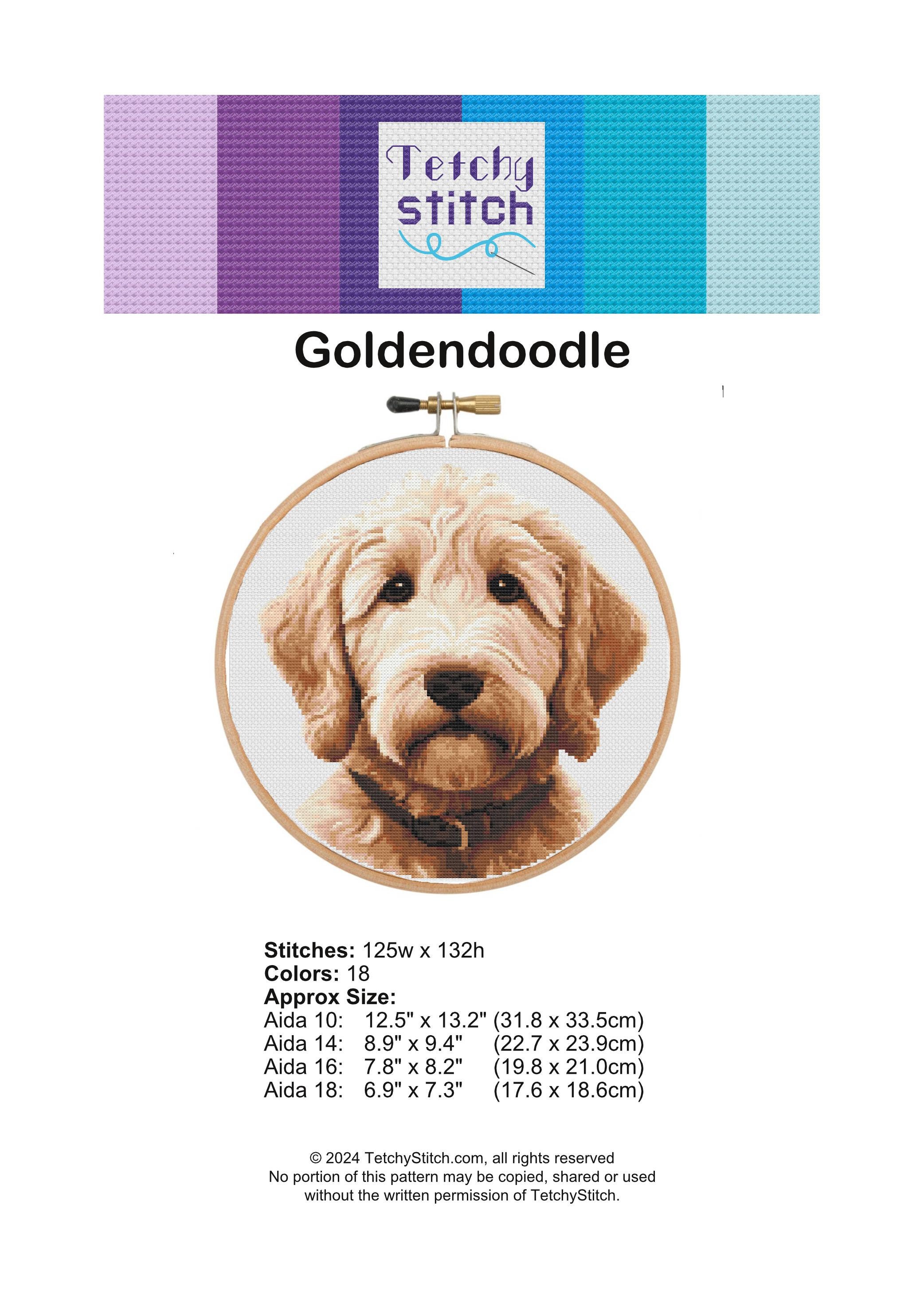 Cute Goldendoodle Cross Stitch Pattern | Instant Download PDF | Dog ...