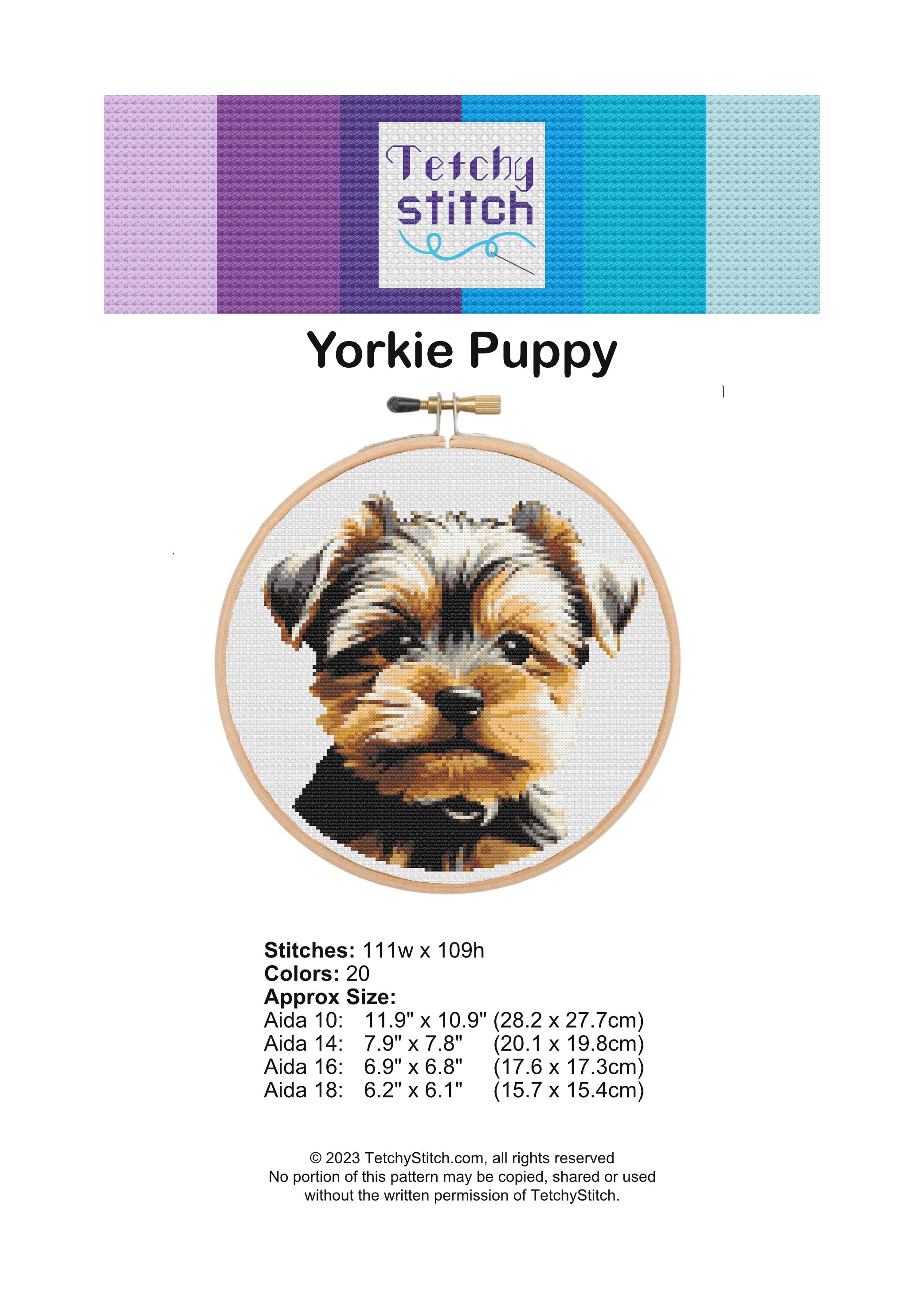 Yorkie Puppy Cross Stitch Pattern: Easy Dog Portrait (PDF Pattern) - Etsy