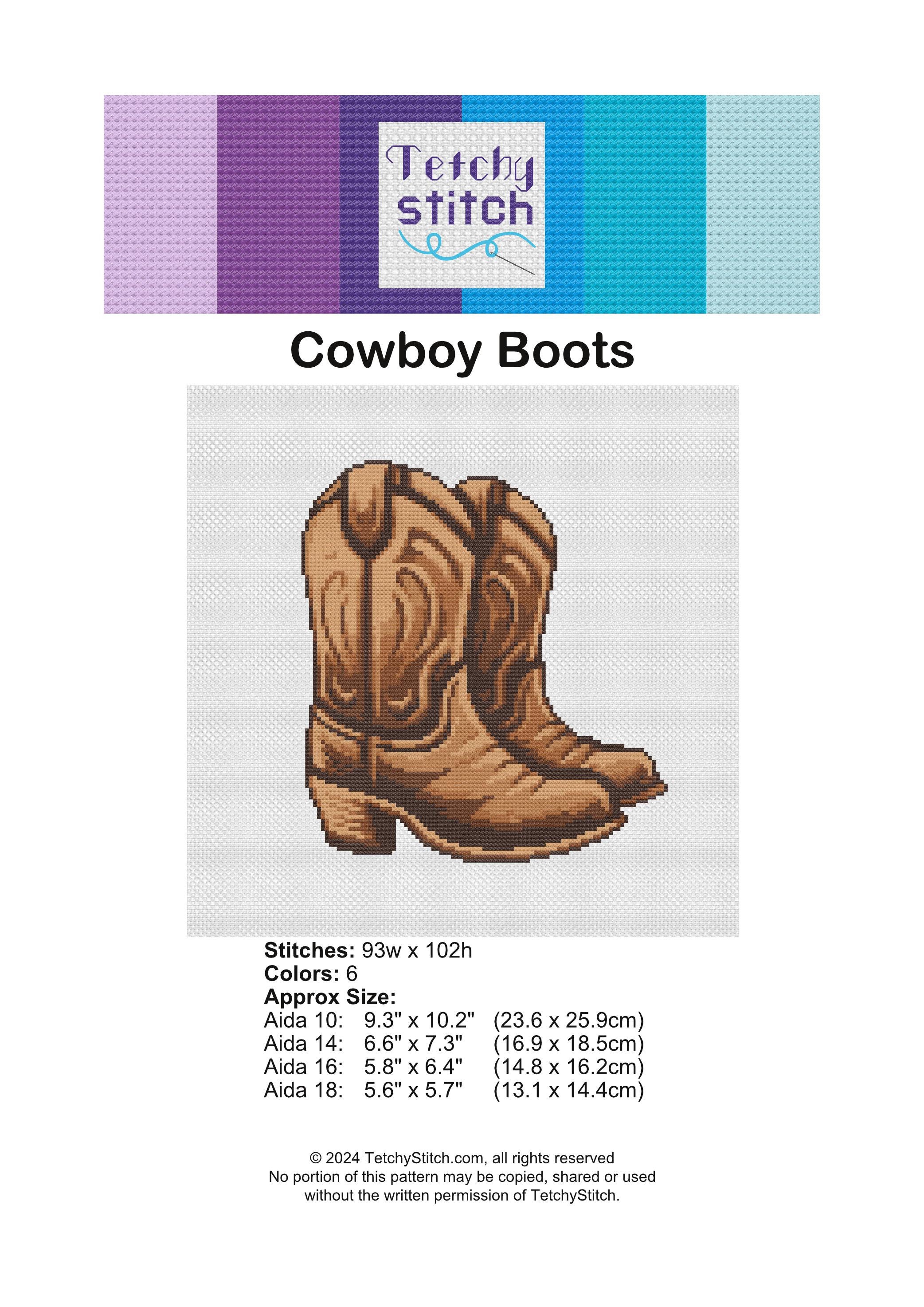 Cowboy Boots Cross Stitch Pattern PDF | Wild West Nursery Art | Western ...