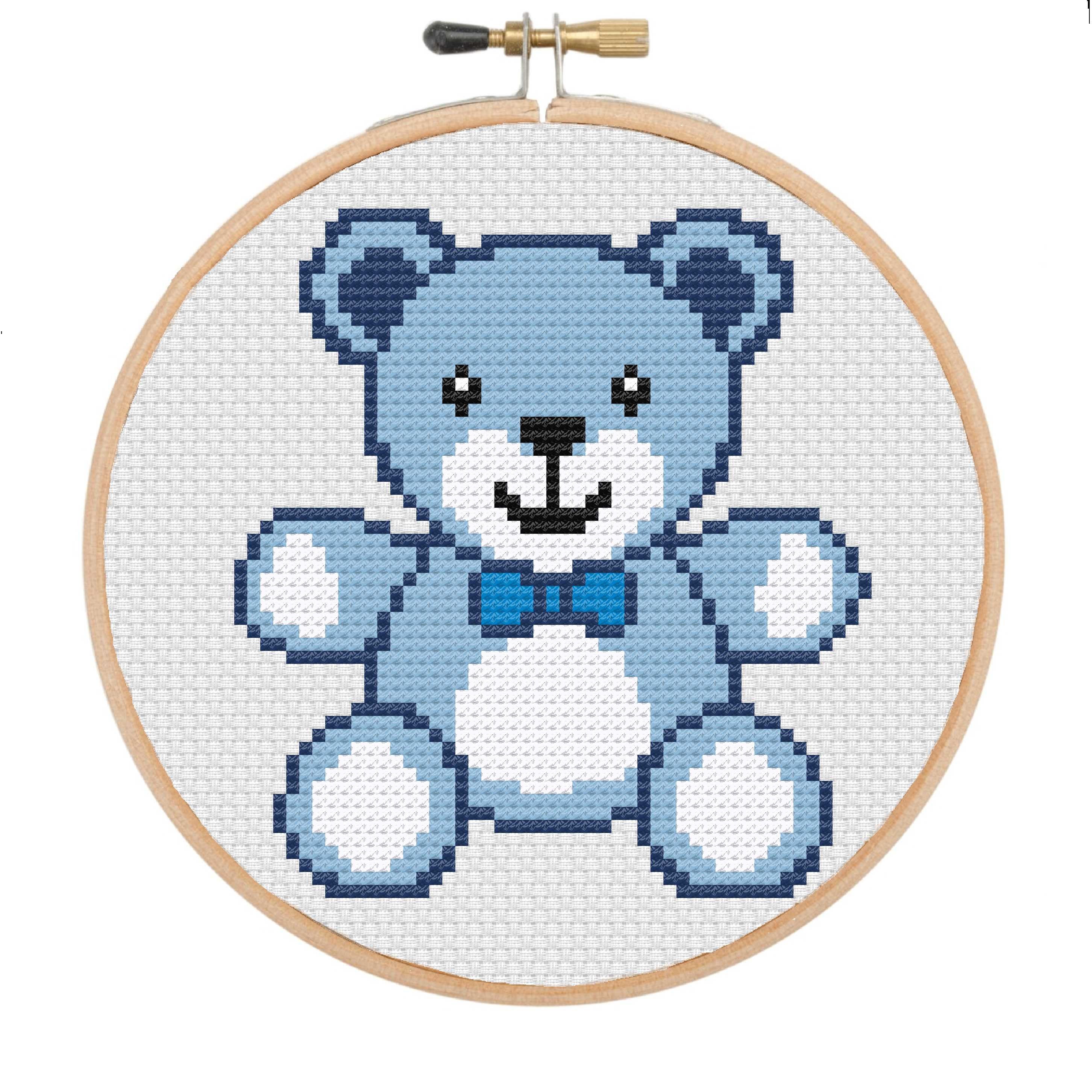 Easy Teddy Bear Mini Cross Stitch Pattern - 4 Color Options | Instant ...
