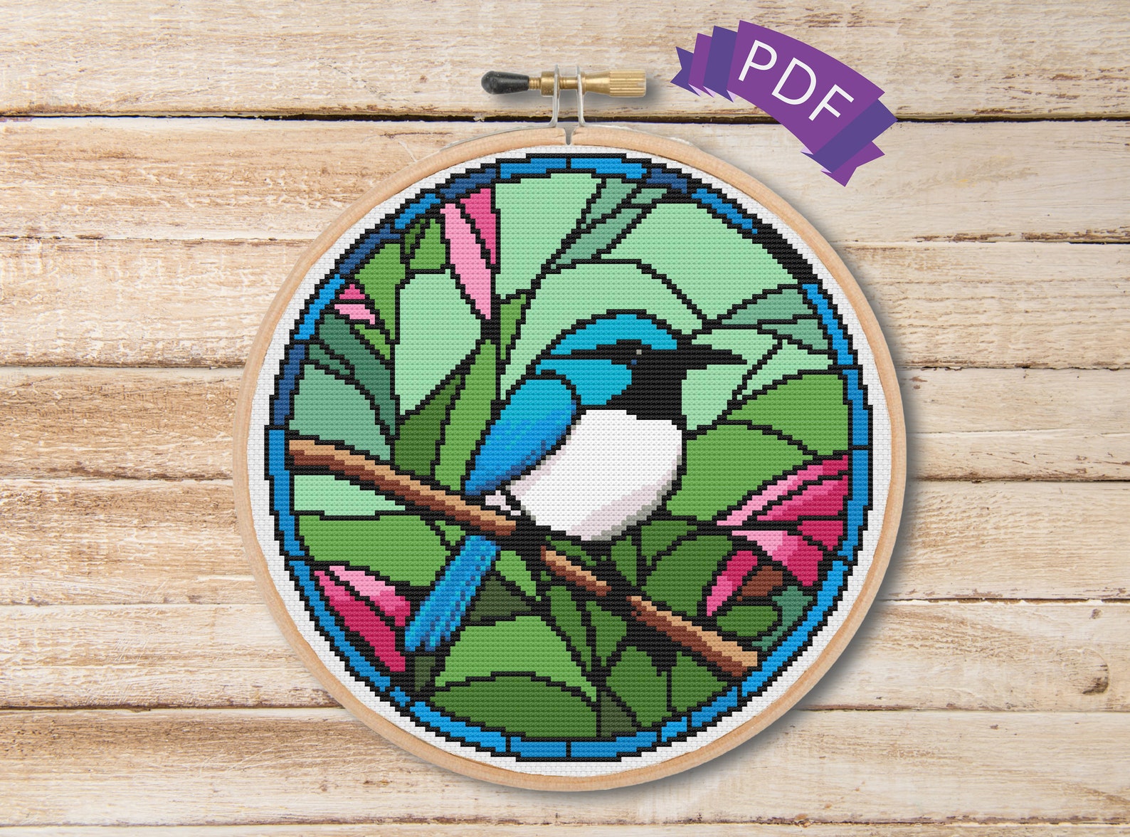 Stained Glass Blue Wren Cross Stitch Pattern (instant Download PDF) - Etsy