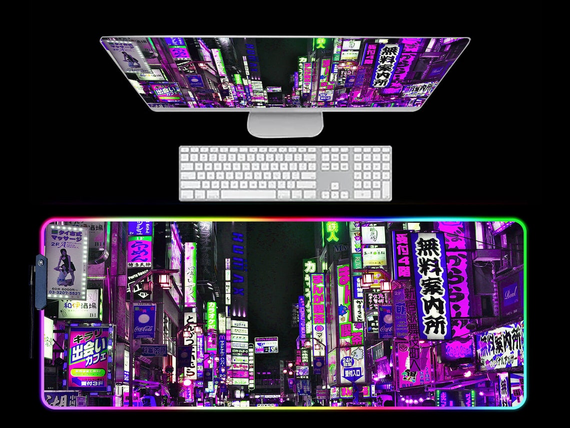Retro Vaporwave City RGB Gaming Mouse Pad3 Patterns,japanese RGB Gaming ...