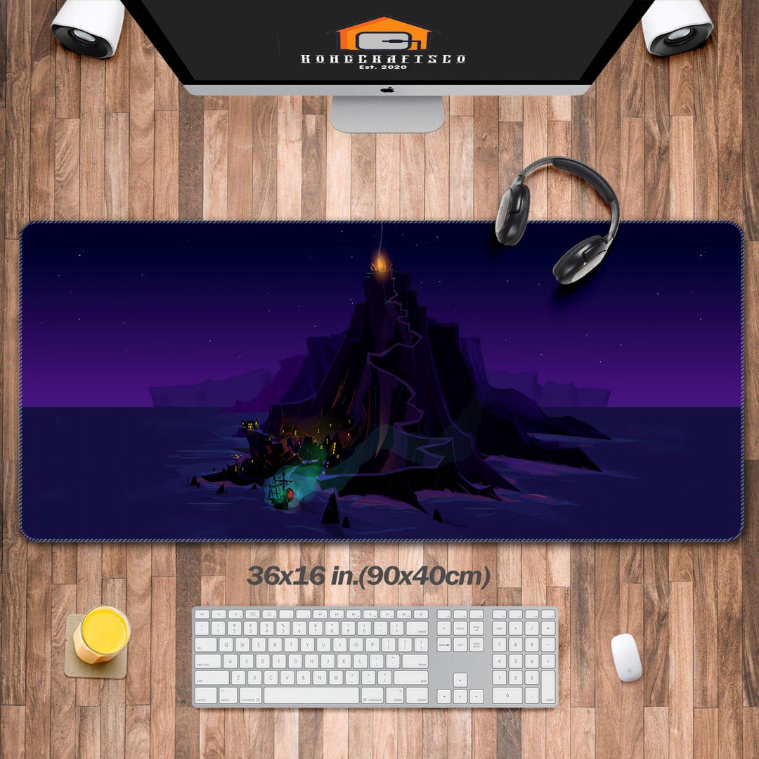 Monkey Island Gaming Desk Pad RGB Gaming Mouse Pad, Video Game LED Light Gaming Desk Mat,desk ...