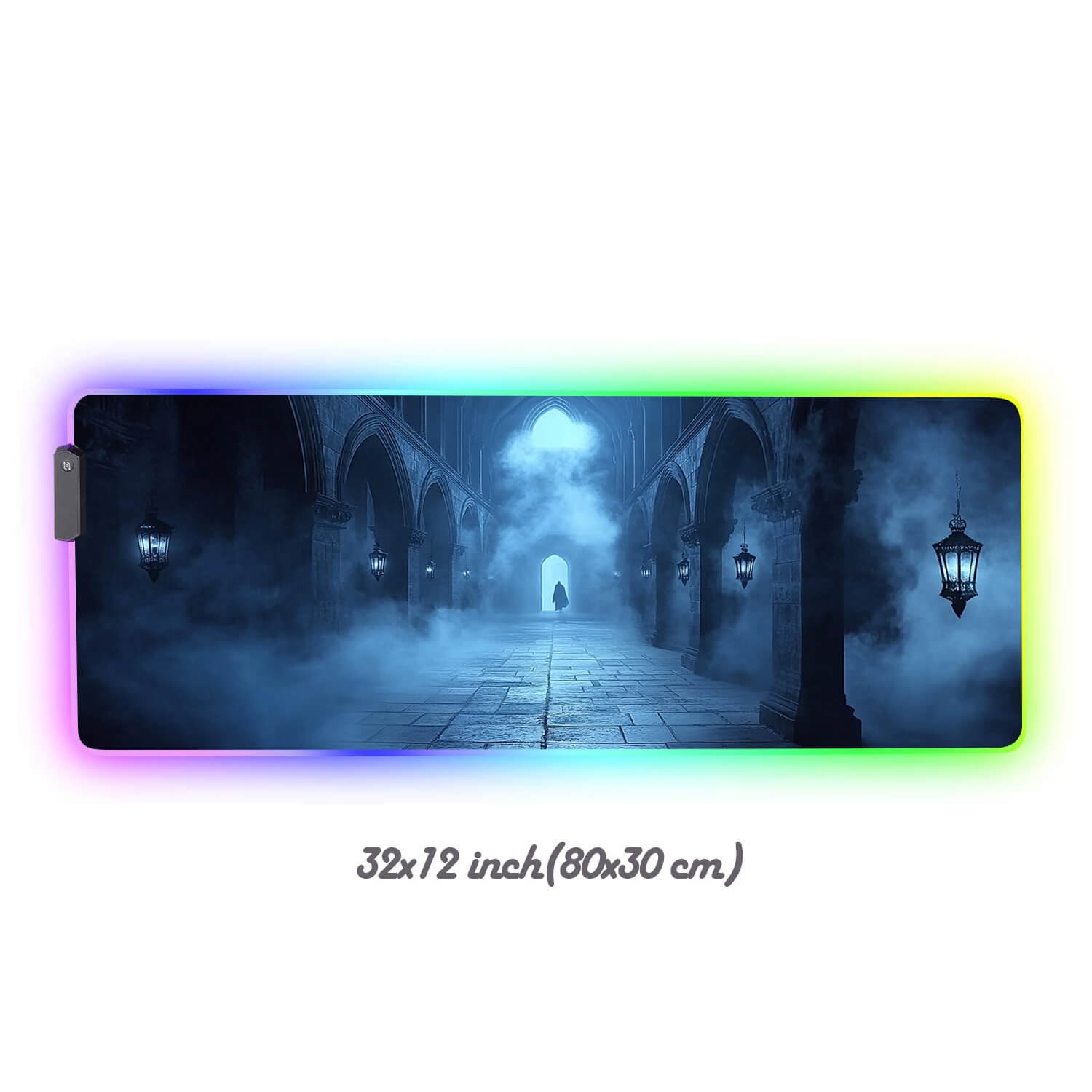 Horrible Castle Corridor Gaming Desk Pad Large, Scary Latnerns RGB ...