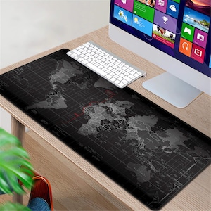 World Map Large Gaming Mouse Pad for Desk, Desk Mat With Seamed Edges ...