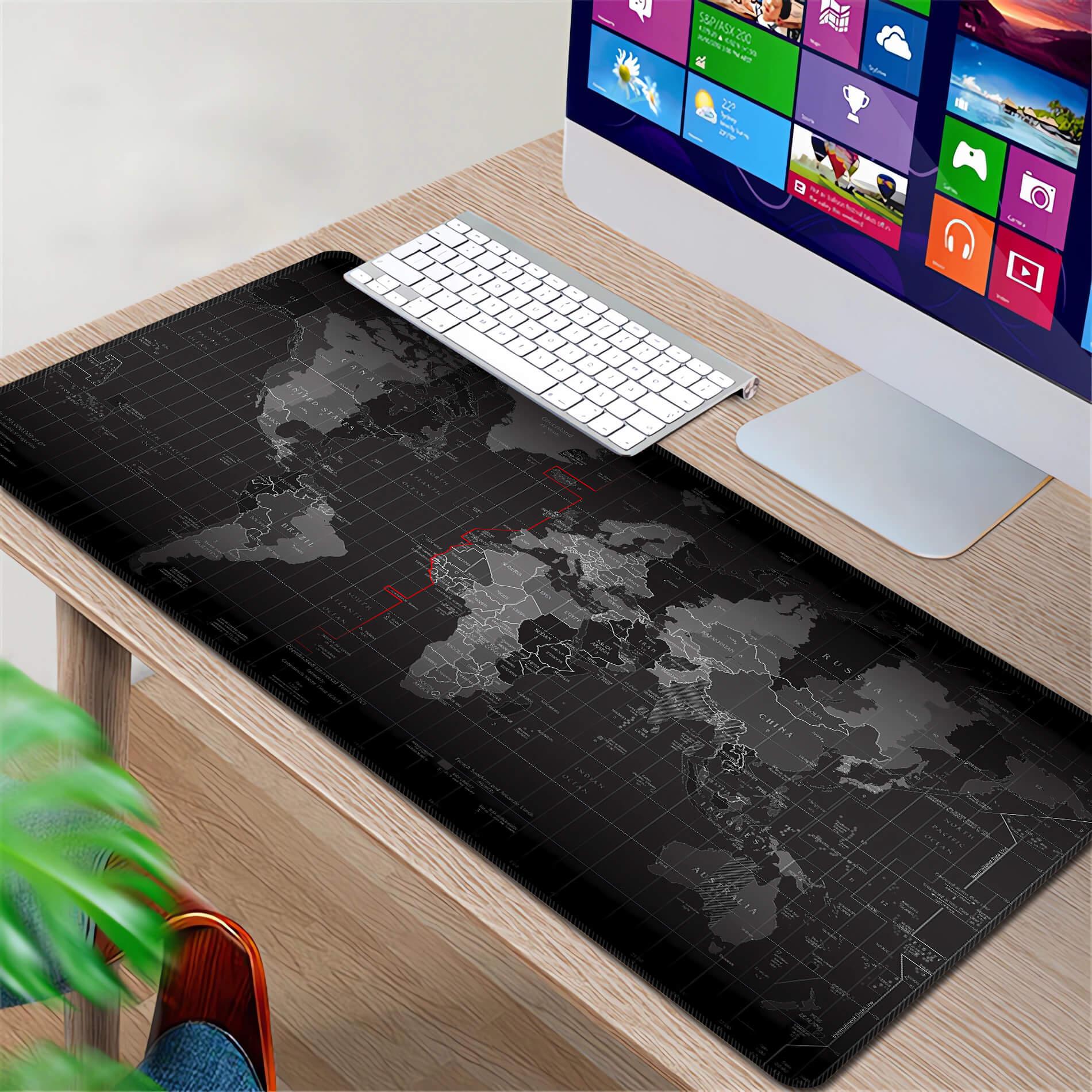 World Map Large Gaming Mouse Pad for Desk, Desk Mat With Seamed Edges ...