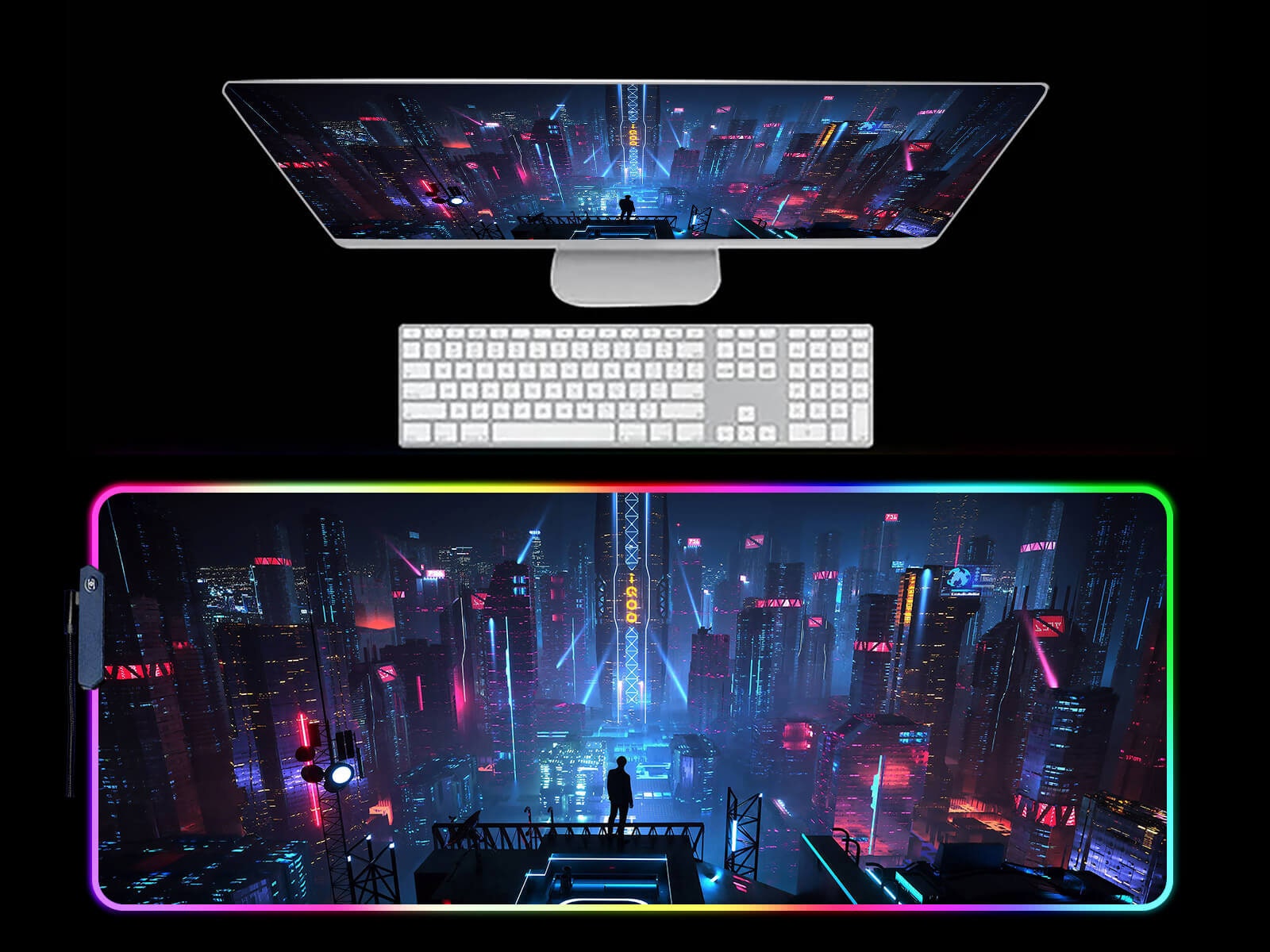 Retro Vaporwave City RGB Gaming Mouse Pad3 Patterns,japanese RGB Gaming ...