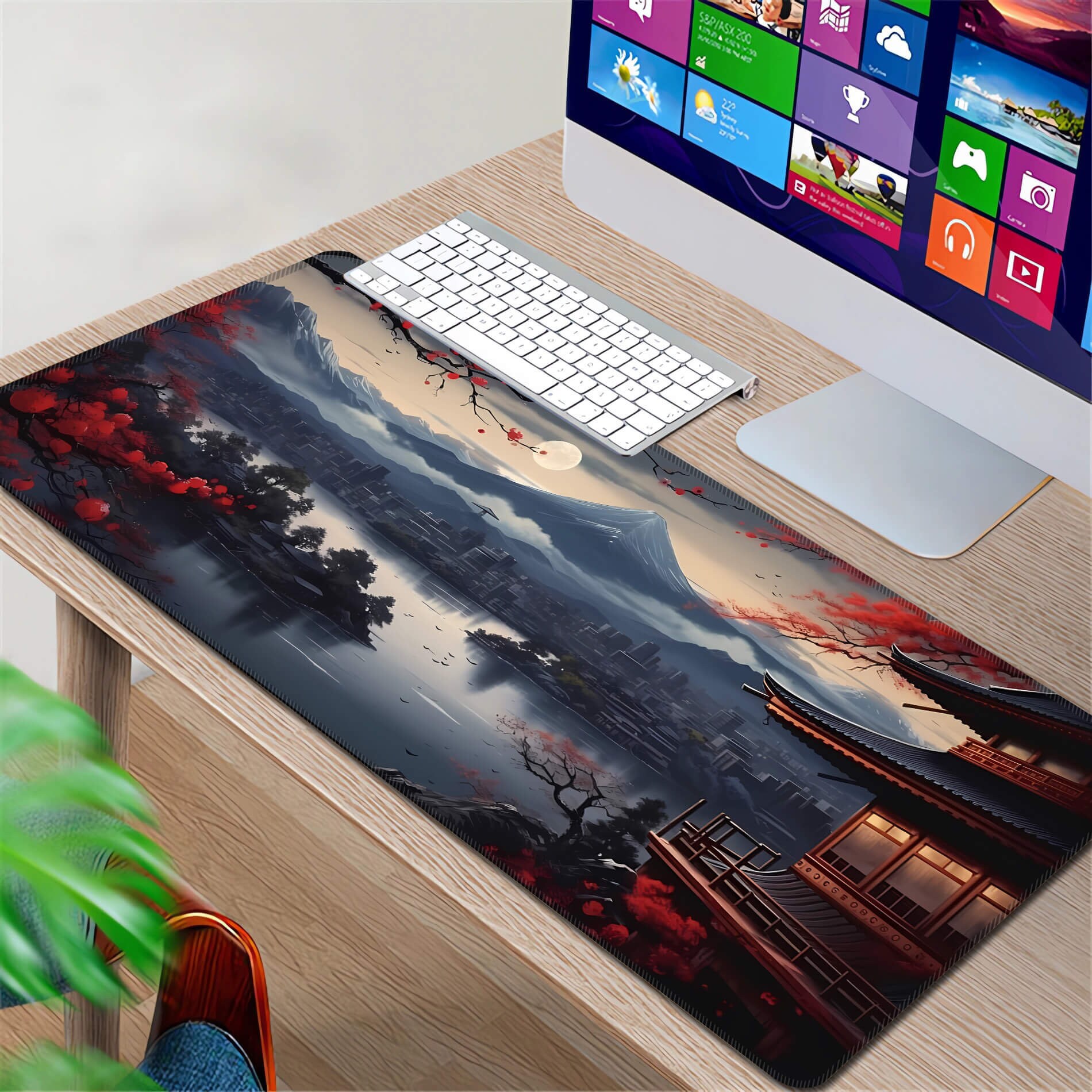 Japanese Landscape Desk Pad,retrowave Fuji Desk Mat,large Gaming ...