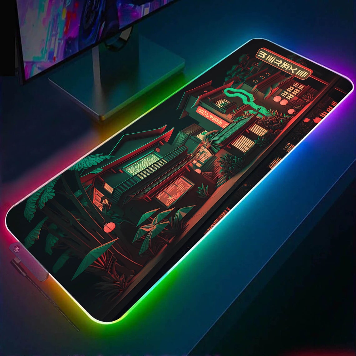 Neon Night City RGB Gaming Mouse Pad3 Patterns,japanese Architecture ...
