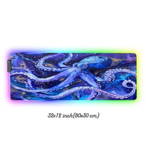 Octopus Deep Sea RGB Gaming Mouse Pad, Abstract Ocean RGB Gaming Desk ...