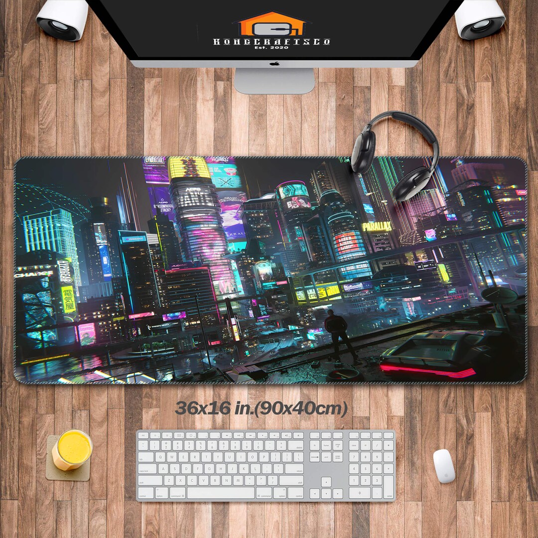 Neo City Night Desk Mat,retrowave Vaporwave Synthwave Design - Ideal ...