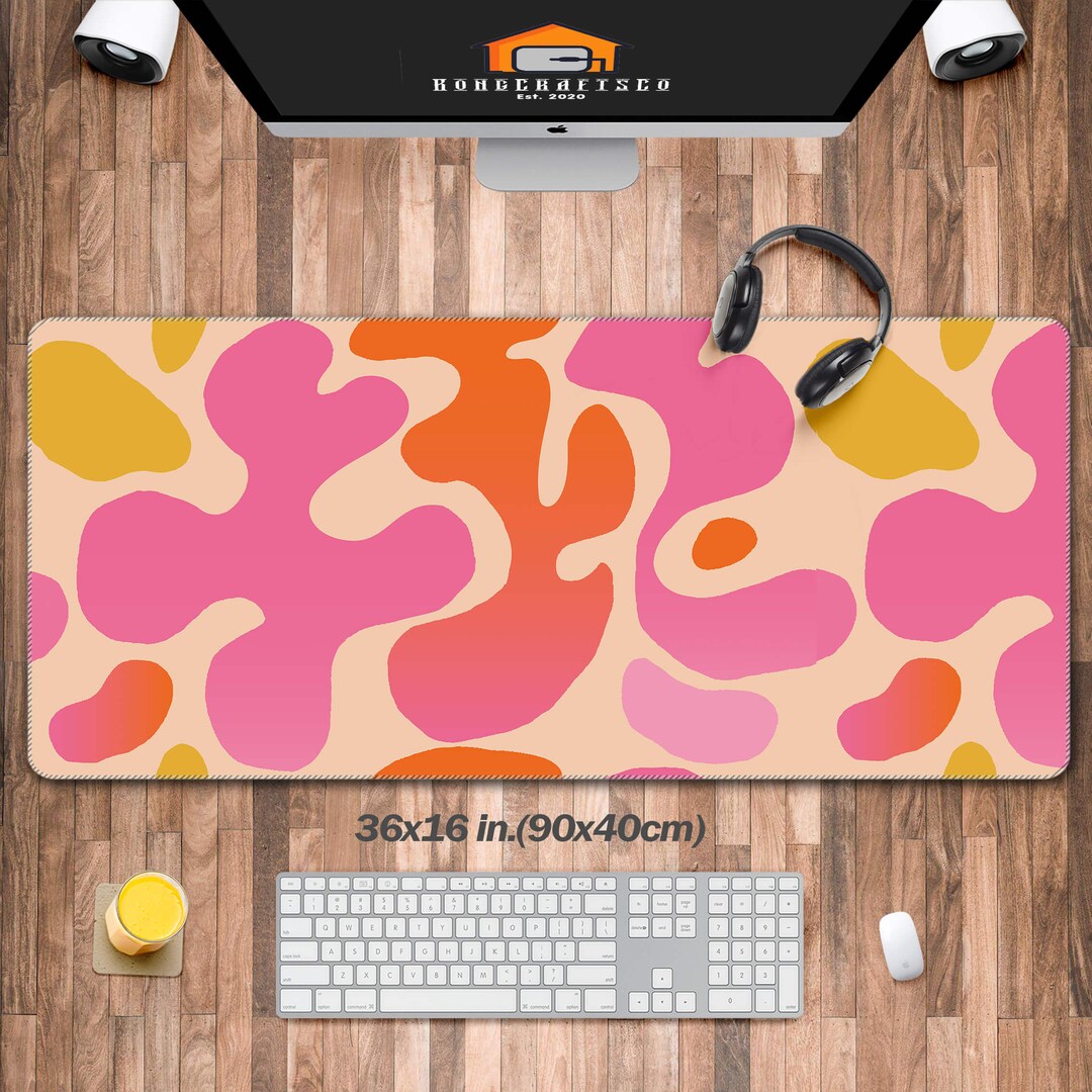 Pink Desk Mat，modern Abstract Large Mouse Pad XXL, Cute Desk Pad ...