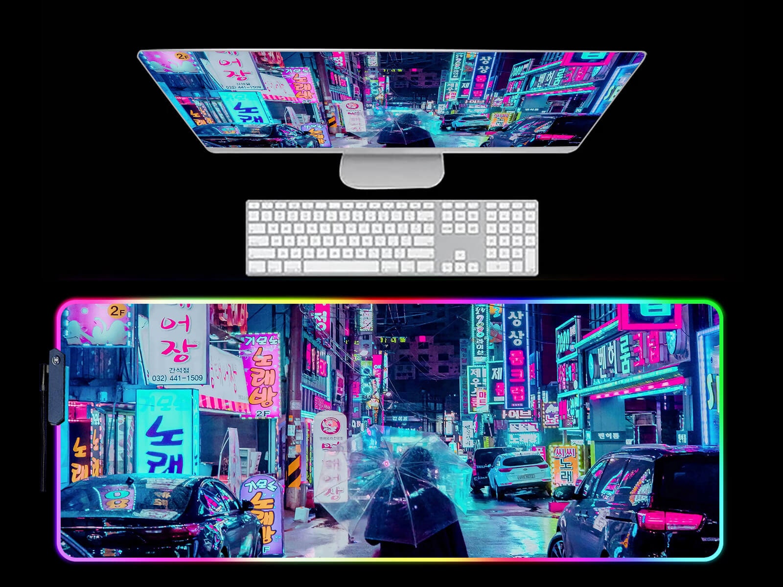 Retro Vaporwave City RGB Gaming Mouse Pad3 Patterns,japanese RGB Gaming ...