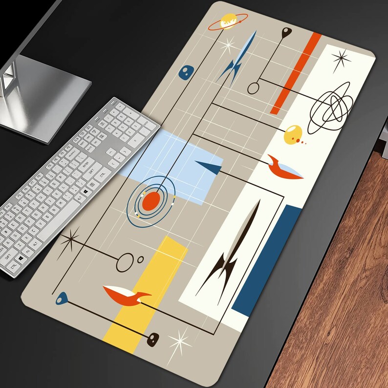 Mid Century Modern Style Shapes Desk Pad(4 Patterns), Geometric ...