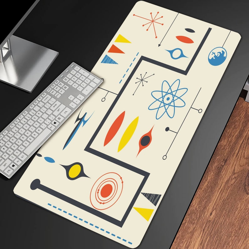 Mid Century Modern Style Shapes Desk Pad(4 Patterns), Geometric ...