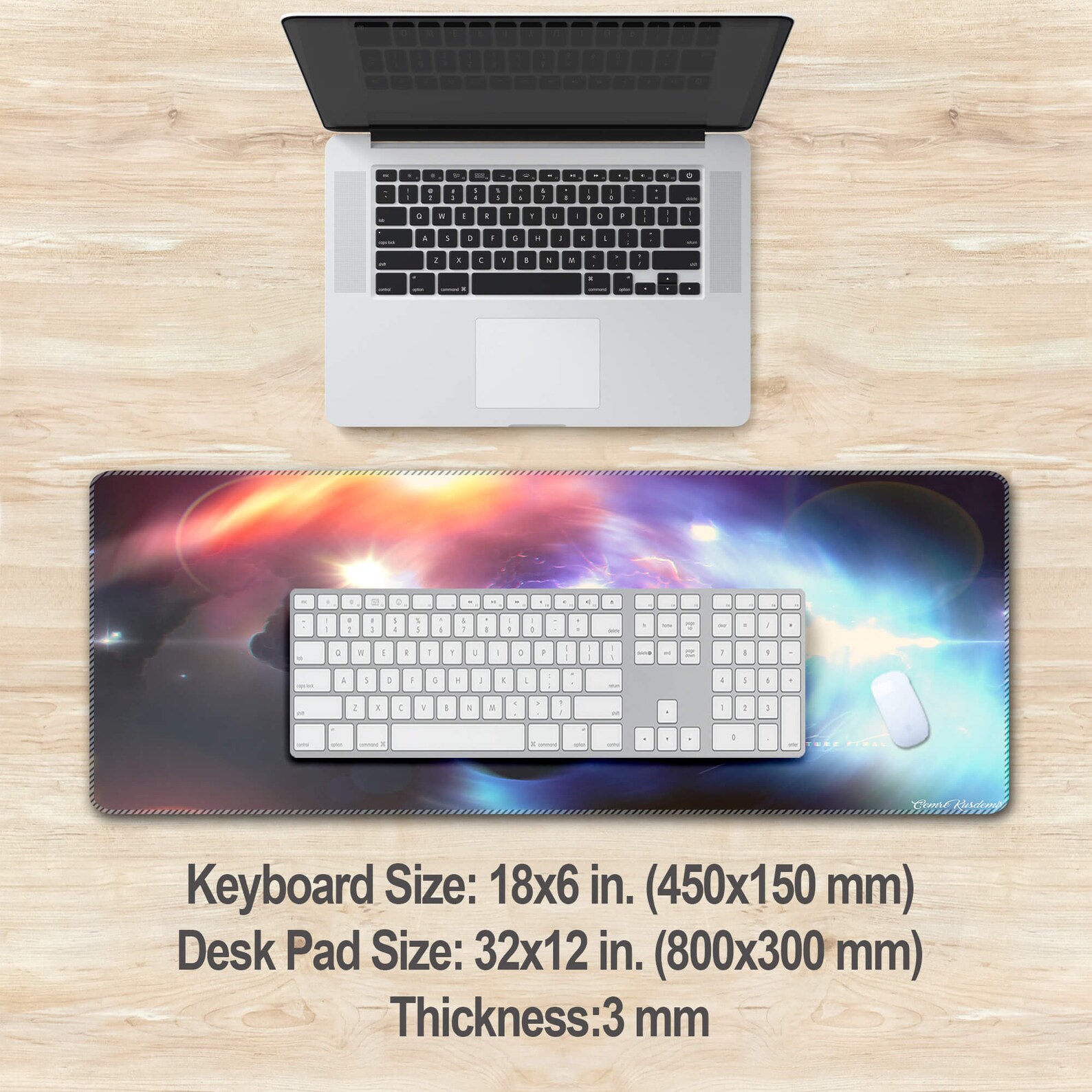 Sun Lights Desk Computer Mat, Milky Way Spiral Galaxy Gaming Desk Pad ...