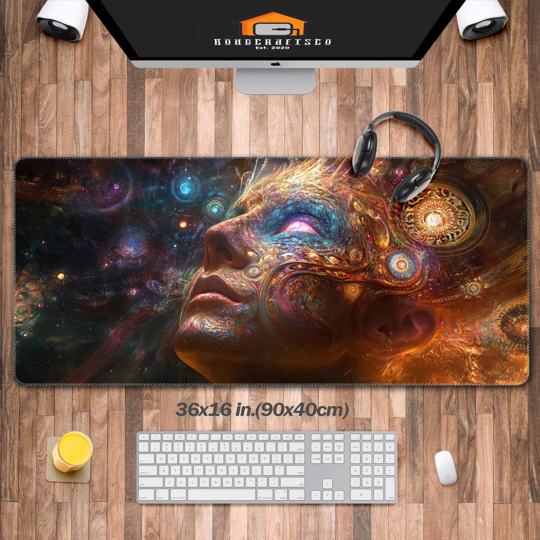 DMT Hallucination Desk Mat Long, Leonardo Da Vinci XXL Mousepad, Modern ...