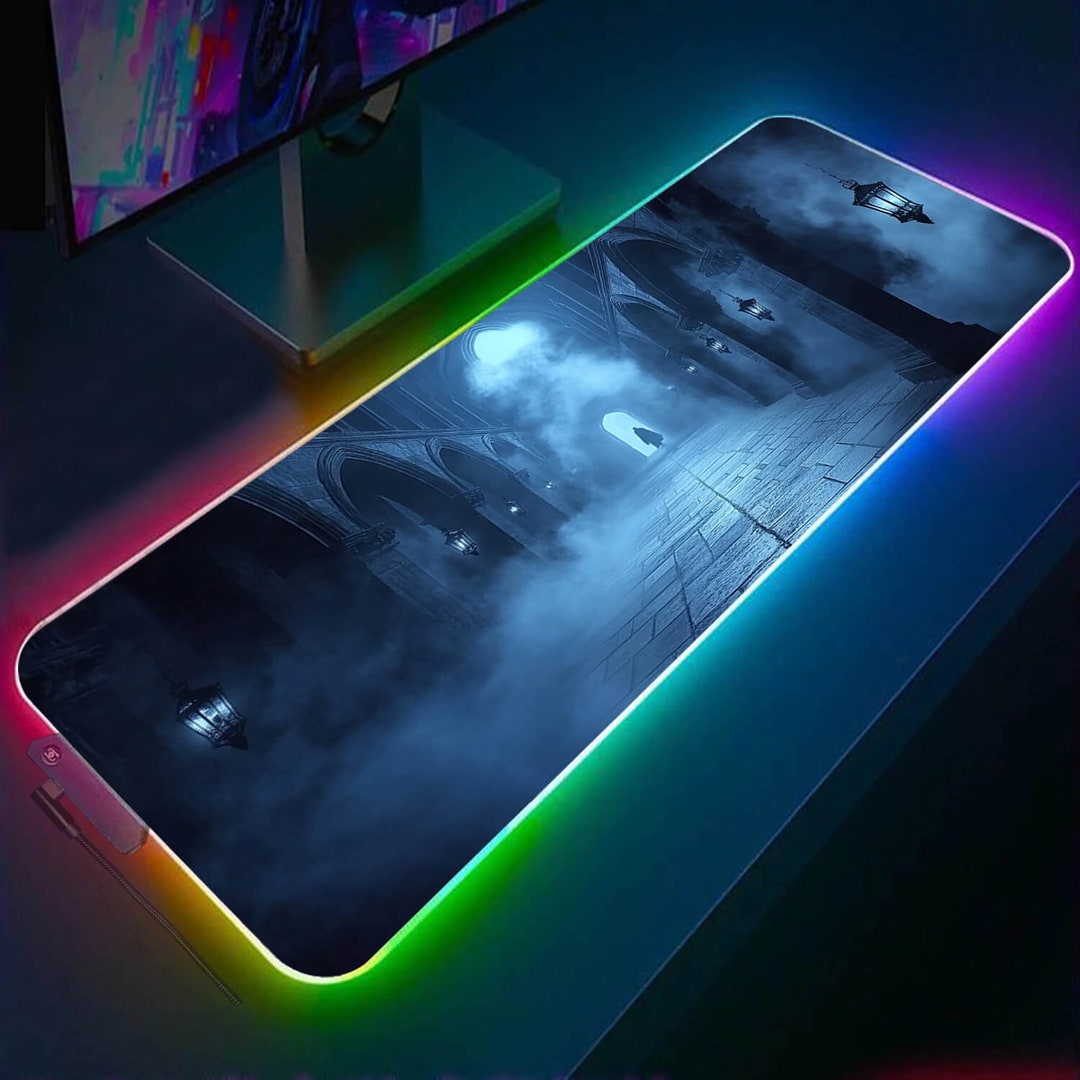 Horrible Castle Corridor Gaming Desk Pad Large, Scary Latnerns RGB ...