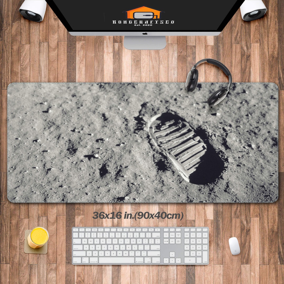 First Step on the Moon Gaming Desk Pad, Universe Solar System Mouse Pad ...